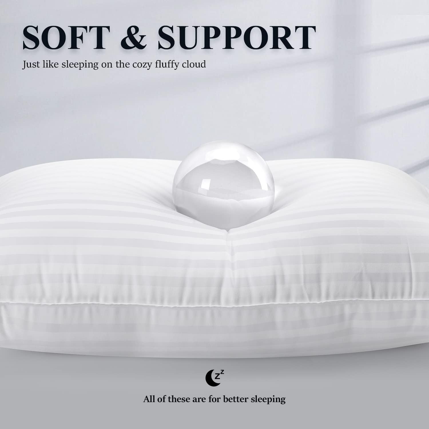 COZSINOOR Bed Pillows Queen Size: Hotel Quality Set of 2 - Down Alternative Microfiber Filled for Back, Stomach, Side Sleepers, Breathable & Skin-Friendly
