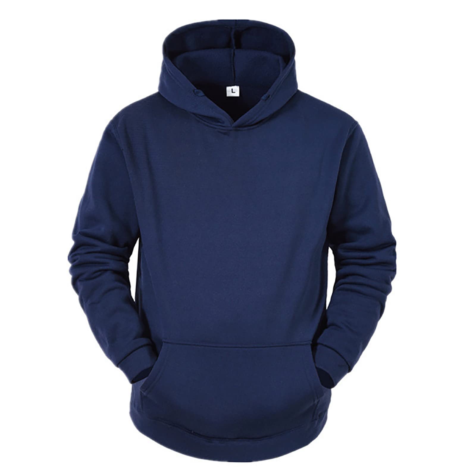 Mens Sweatshirts Vintage Lightweight Solid Color Pullover Sweaters Casual Vintage Long Sleeve Workout Hoodies Pullover Heavyweight Aesthetic Clothes Apparel Sudadera con capucha para hombre(Navy,XL)
