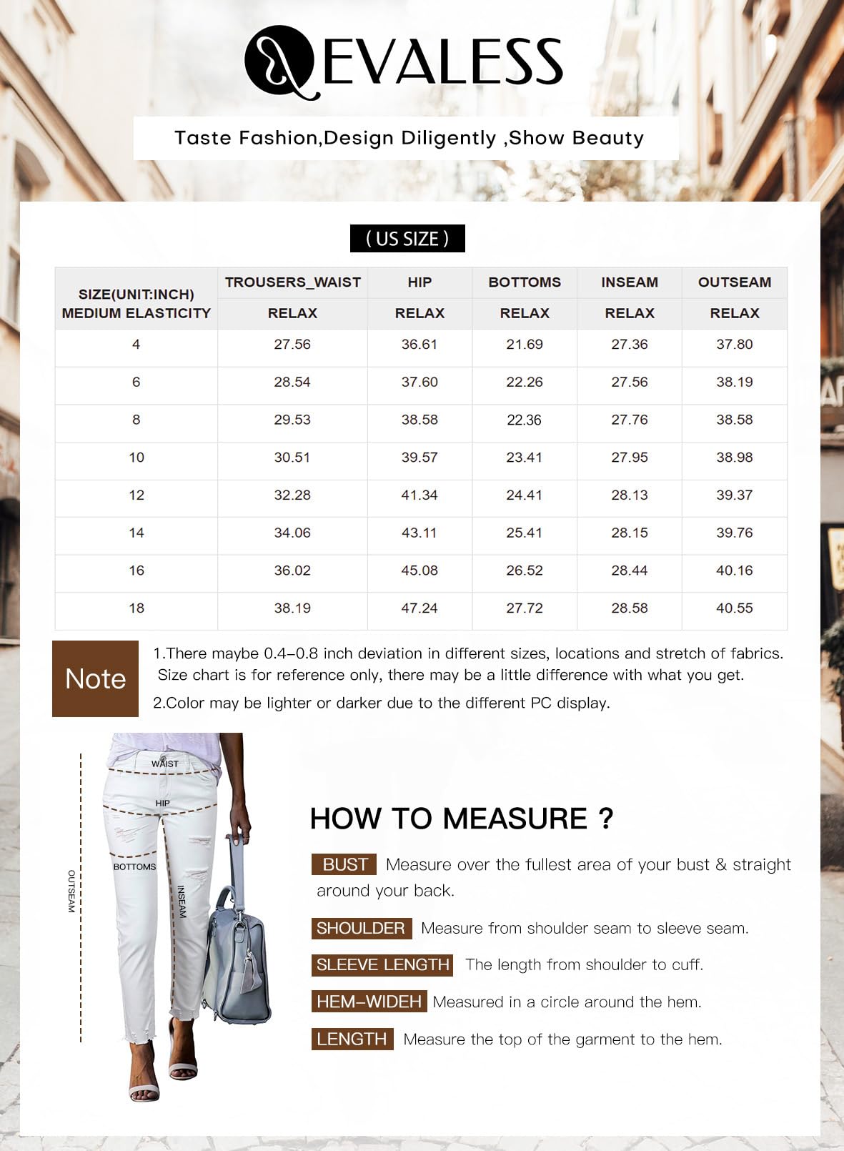 EVALESS White Womens Jeans Stretch Boyfriend Ripped Distressed Frayed Raw Straight Ankle Hem Denim Pants Tummy Control Size 8