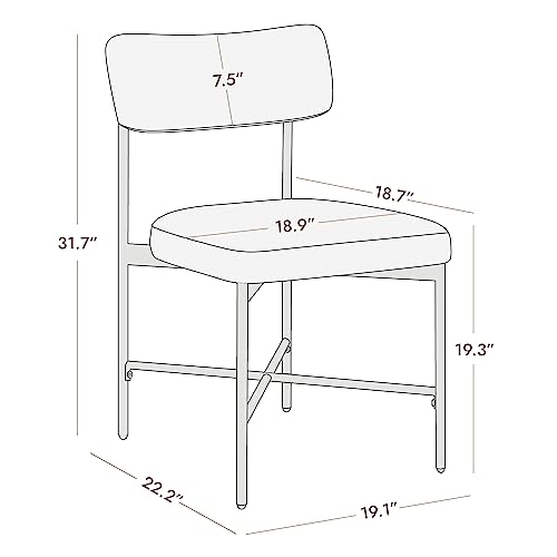 Watson & Whitely Dining Chairs Set of 2, Mid-Century Modern Dinner Chairs, Faux Leather Upholstered Dining Room Chairs with Metal Legs, Saddle Brown