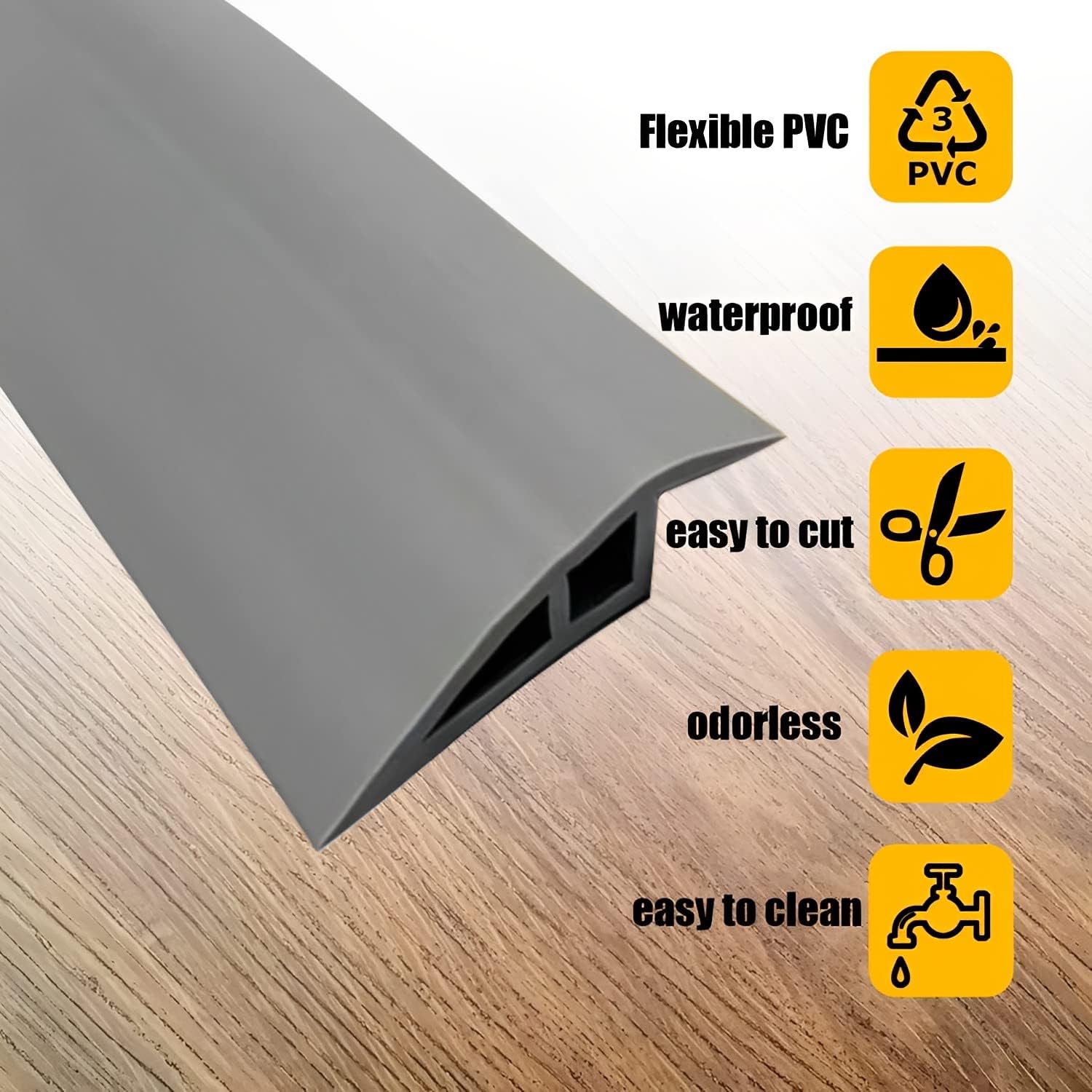 Vinyl-Floor-Transition-Threshold-Strip Self-Adhesive, Threshold 2/5'', Door/Carpet-to-Tile-Transition-Strip Reducer, Doorway Edge Trim for Laminate Floor Mat Vinyl Tile (Black, 36 in)