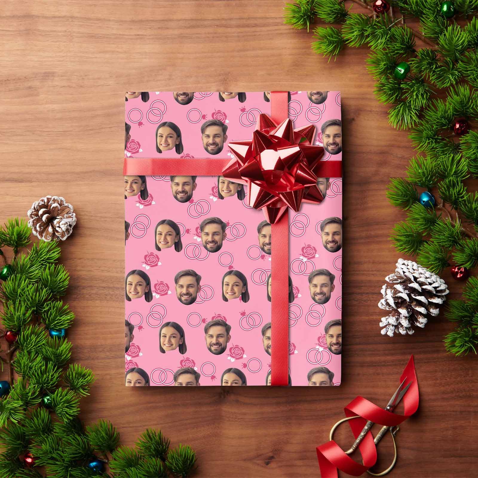 M YESCUSTOM Personalized Anniversary Wrapping Paper with Picture Text Custom 1st50st60st70stGift Wrapping Paper for Couple Mon Dad Husband Wife BF GF(USAshipped)
