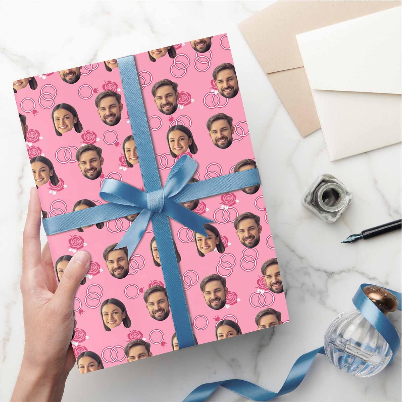 M YESCUSTOM Personalized Anniversary Wrapping Paper with Picture Text Custom 1st50st60st70stGift Wrapping Paper for Couple Mon Dad Husband Wife BF GF(USAshipped)