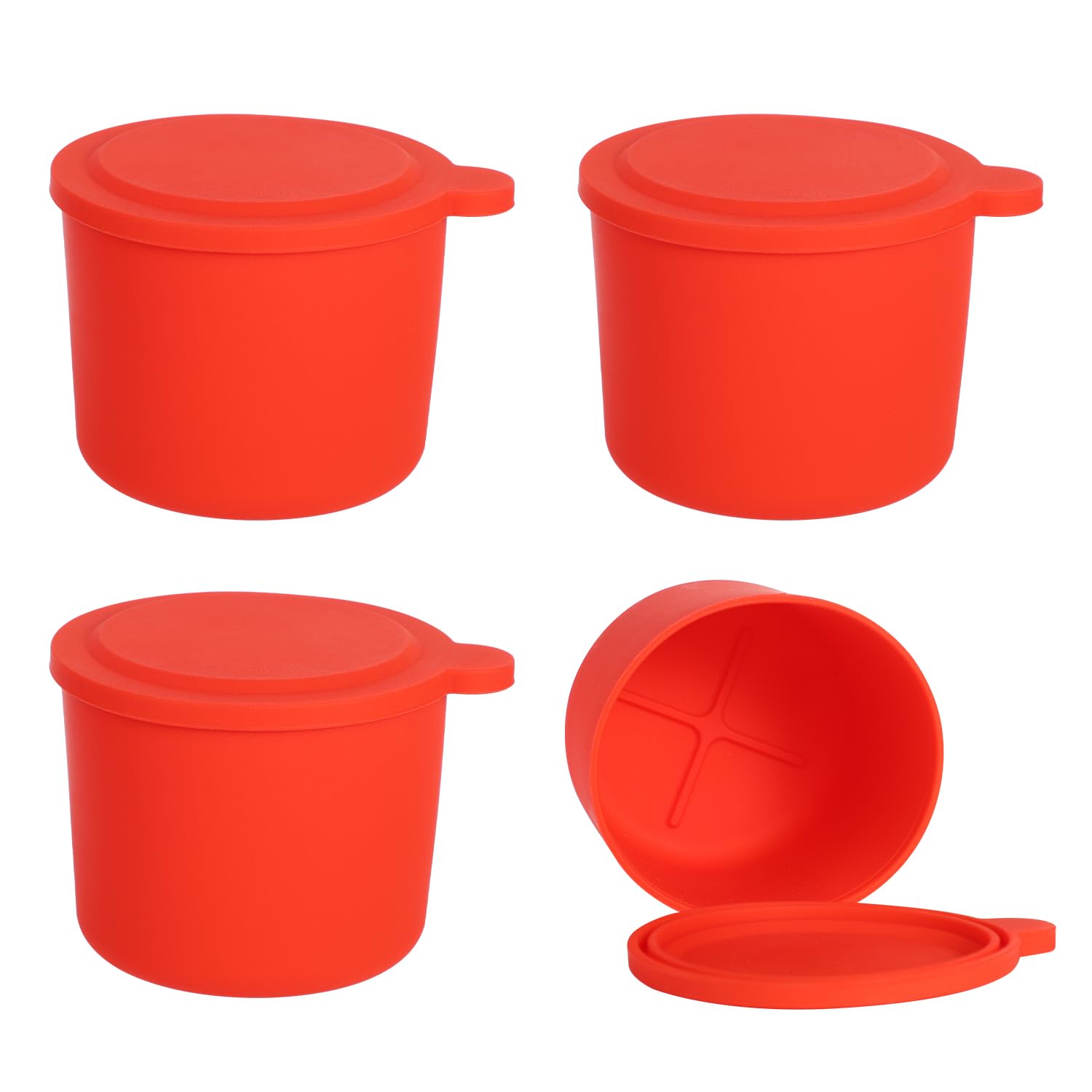 4pcs Ice Mold for Kitchenaid with Lids, Reusable Silicone Ice Making Machine Accessories Compatible with Kitchenaid Ice Shaver (Red)