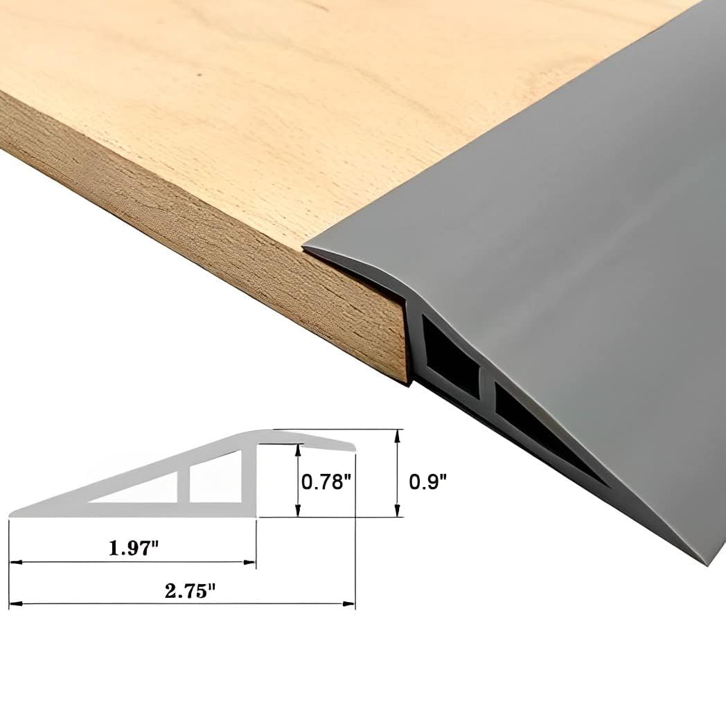 Vinyl-Door-Transition-Threshold-Strip Self-Adhesive, Floor/Carpet-to-Tile-Transition-Strip Reducer, Doorway Edge Trim for Laminate Floor Mat Vinyl Tile (Grey, 36 in)