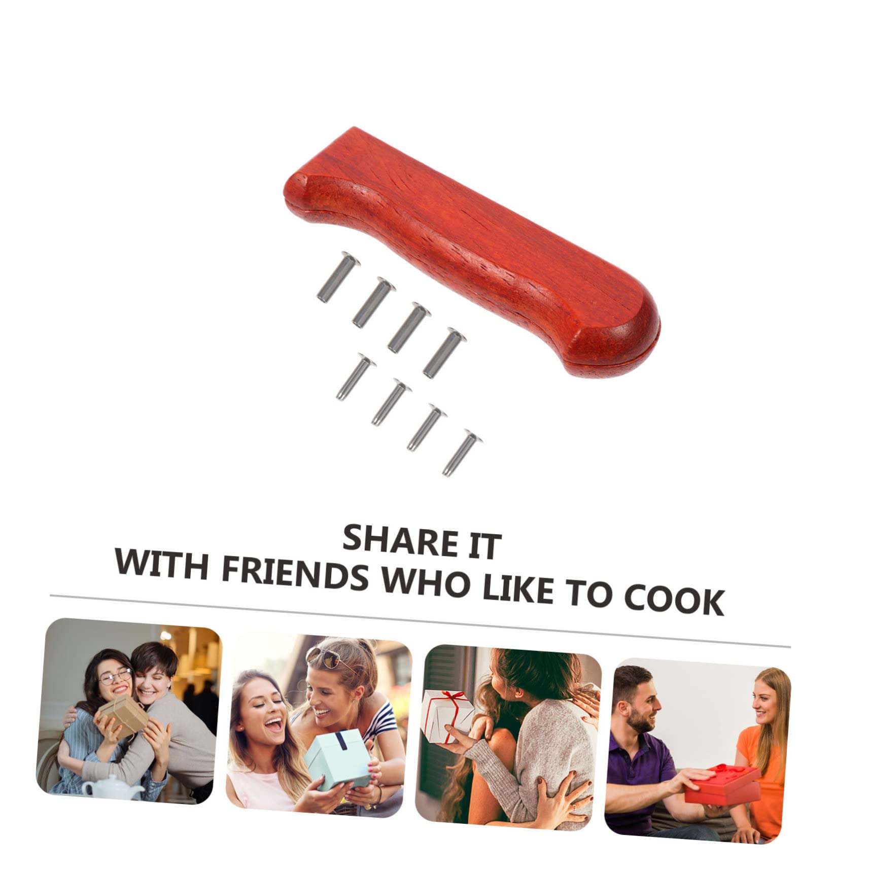 SEWACC Kitchen Knife Handle Replacement Wooden Grip No Hole Design Comfortable Sturdy Red Pear Wood Easy to Use
