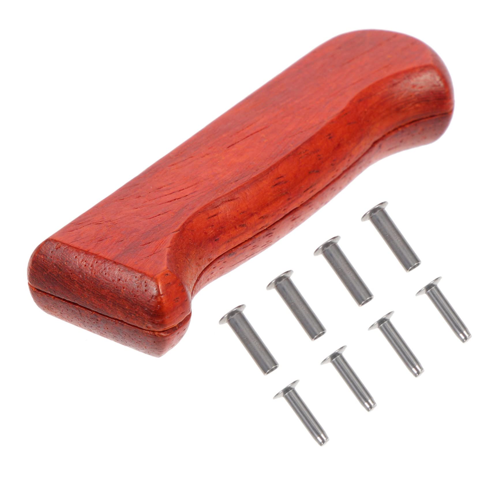 SEWACC Kitchen Knife Handle Replacement Wooden Grip No Hole Design Comfortable Sturdy Red Pear Wood Easy to Use