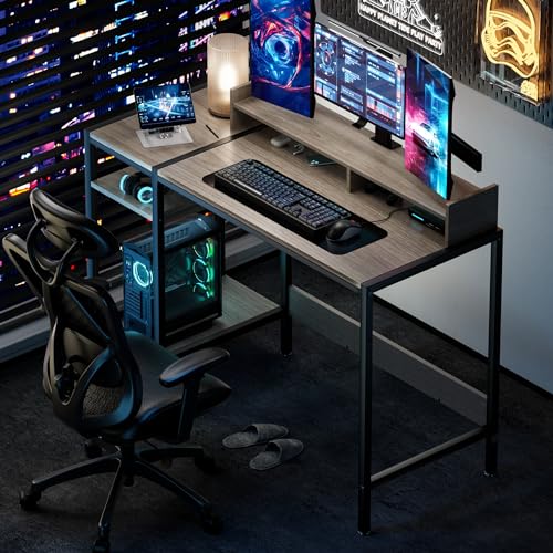 Computer Desk - 47β Gaming Desk, Home Office Desk with Storage, Small Table with Monitor Stand, Adjustable Storage Space, Modern Design Corner Table