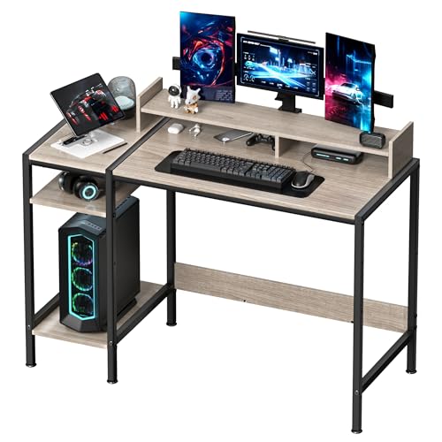Computer Desk - 47β Gaming Desk, Home Office Desk with Storage, Small Table with Monitor Stand, Adjustable Storage Space, Modern Design Corner Table