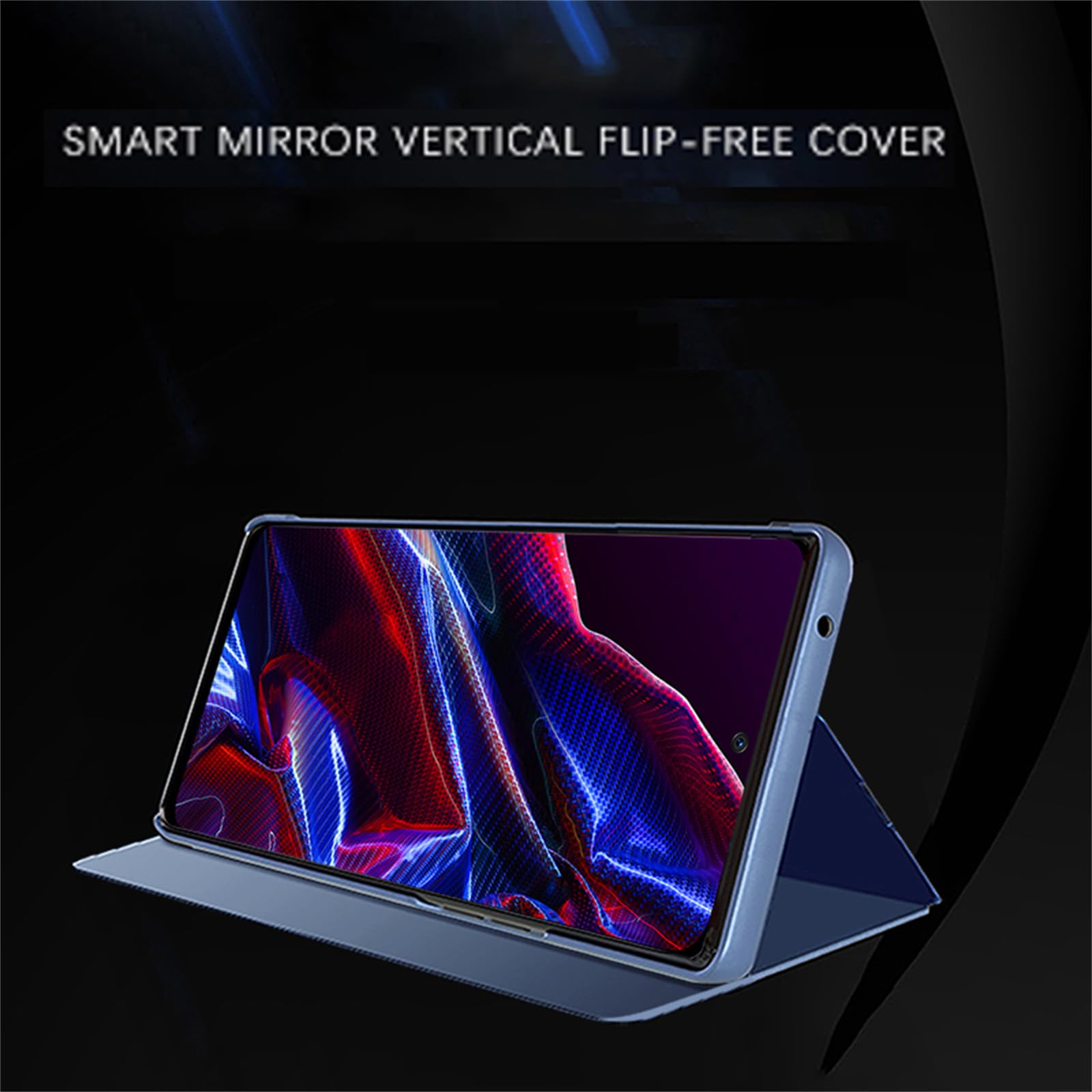 Ephoou Compatible with Xiaomi Redmi Note 12 5G Flip Case for Women, Luxury Clear Vanity Mirror Slim Shockproof 360° Full Body Protective Case for Xiaomi Redmi Note 12 5G/ Poco X5. JM-Black
