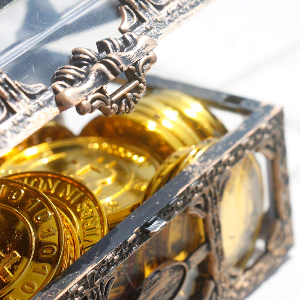 Treasure Chest Pirate Keepsake Jewelry Box,Crystal Gemstone Plastic Pirate Box for Jewelry Cosmetics Gifts Trinkets Souvenirs (As Shown)