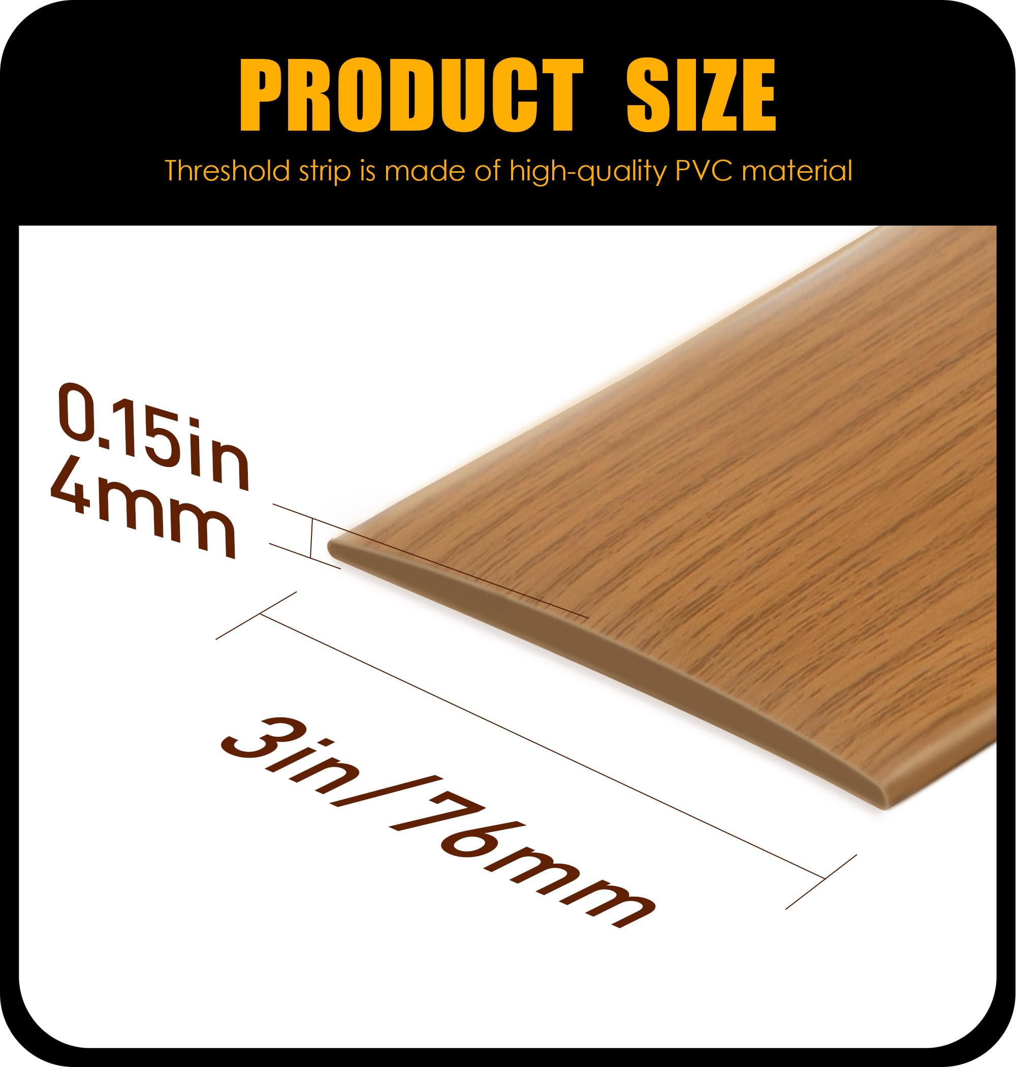 Bnell Floor Transition Strip Self Adhesive Vinyl Laminate Floor Cover Strip 3" Floor Flat Divider Strip for Joining Floor Gaps and Doorway Transitions (10Ft, 7.6cm, Yellow Oak)