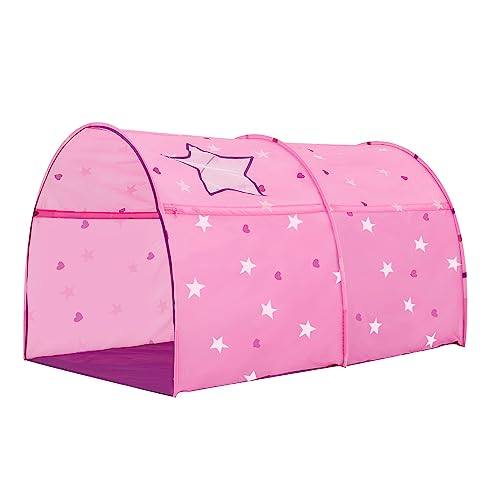 Alvantor Starlight Bed Canopy - Dream Kids Play Tent Playhouse - Privacy Space for Twin Sleeping - Indoor Grow in The Dark Stars - Boys Girls Toddlers - Pop Up Portable Frame - Pink - Patent