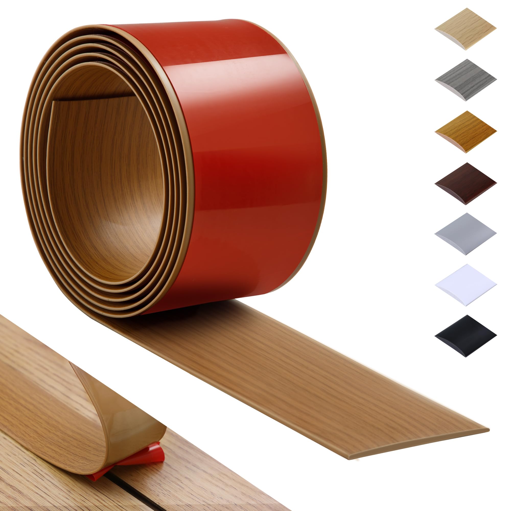 Bnell Floor Transition Strip Self Adhesive Vinyl Laminate Floor Cover Strip 3" Floor Flat Divider Strip for Joining Floor Gaps and Doorway Transitions (10Ft, 7.6cm, Yellow Oak)