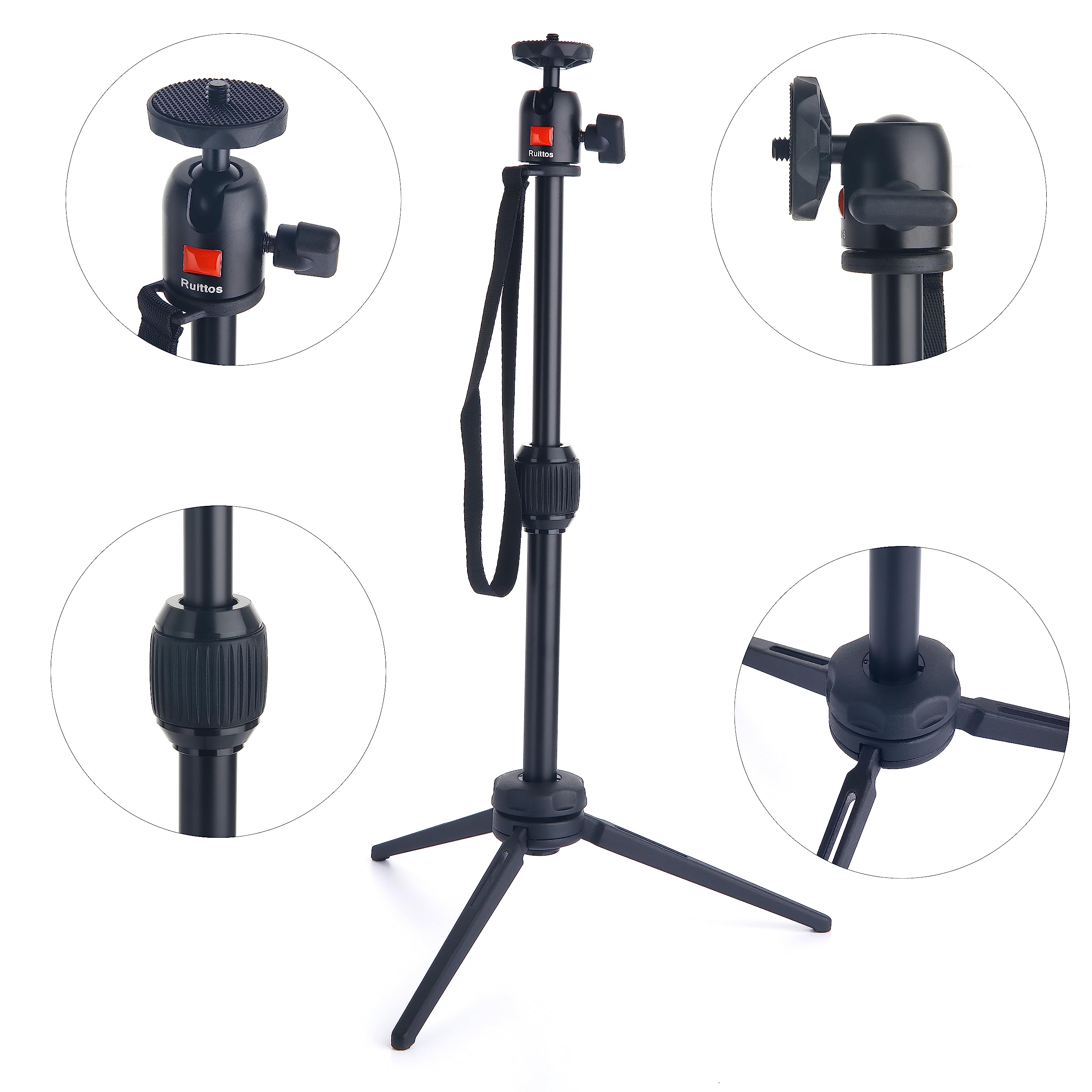 Tripod Stand Compatible with Anker Nebula Capsule Series, Universal Mini Camera Tripod, Aluminum Alloy Portable Projector Stand for Capsule, Capsule Max, and Capsule II with Swivel Ball Head