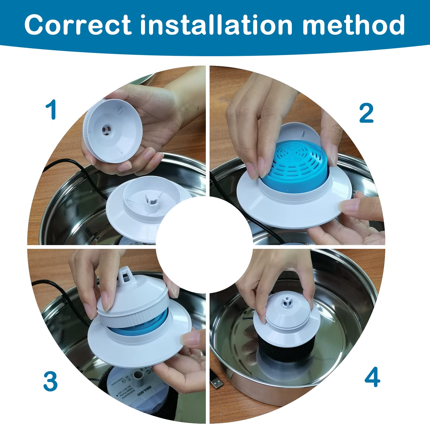 Cat Water Fountain Filter, Cat Fountain Replacement Filters for 2.0L/67oz Automatic Pet Water Dispenser,Pet Water Fountain Replacement Filters Package(Filter 8 Pack)