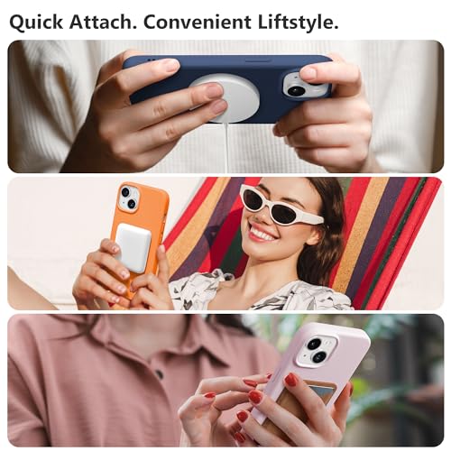GONEZ Magnetic for iPhone 15 Case [Compatible with Magsafe] [1 Screen Protector + 1 Camera Protector], Anti-Scratch Microfiber Lining Shockproof Protective Silicone Phone Cover 6.1", Pastel Pink