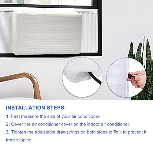 ciwich Indoor Air Conditioner Cover, White Air Conditioner Covers for Inside Units, Double Insulation with Elastic Strap,Windproof Anti-Freeze Fit 25Lx17Hx3.5D inches