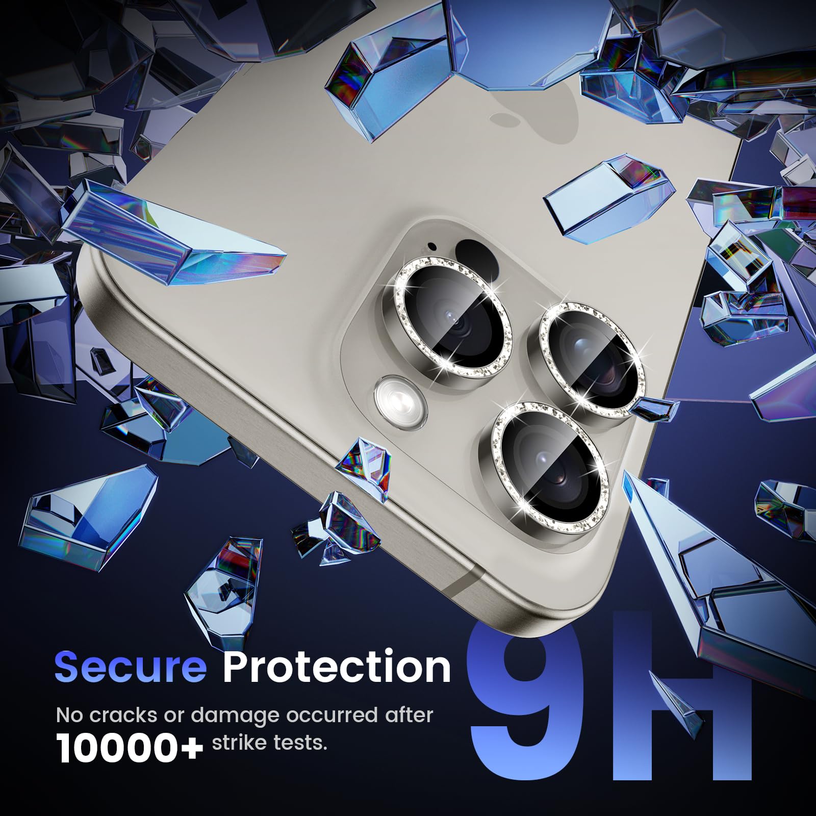 Tensea for iPhone 16 Pro Max/16 Pro/15 Pro Max/15 Pro/12 Pro Max Camera Lens Protector, Metal Aluminum Alloy Tempered Glass Cover Camera Screen Protector Accessories, Case Friendly