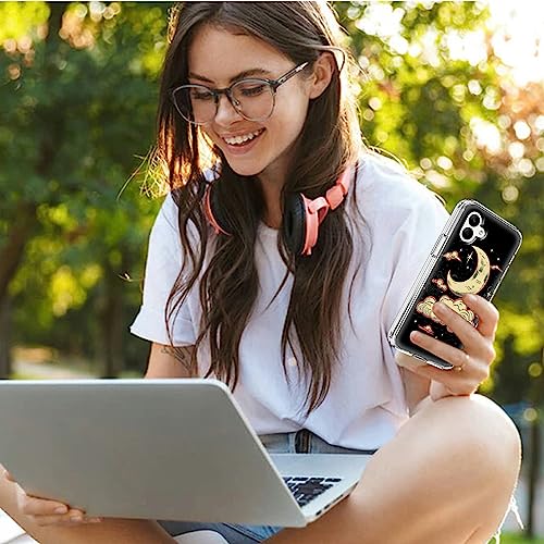 BWEGRHE for Samsung Galaxy A04 4G Clear Case with Moon Cloud Pattern Designed, Transparent Dual Layer Soft TPU Bumper + Hard PC Shockproof Protective Phone Case for Galaxy A04 4G