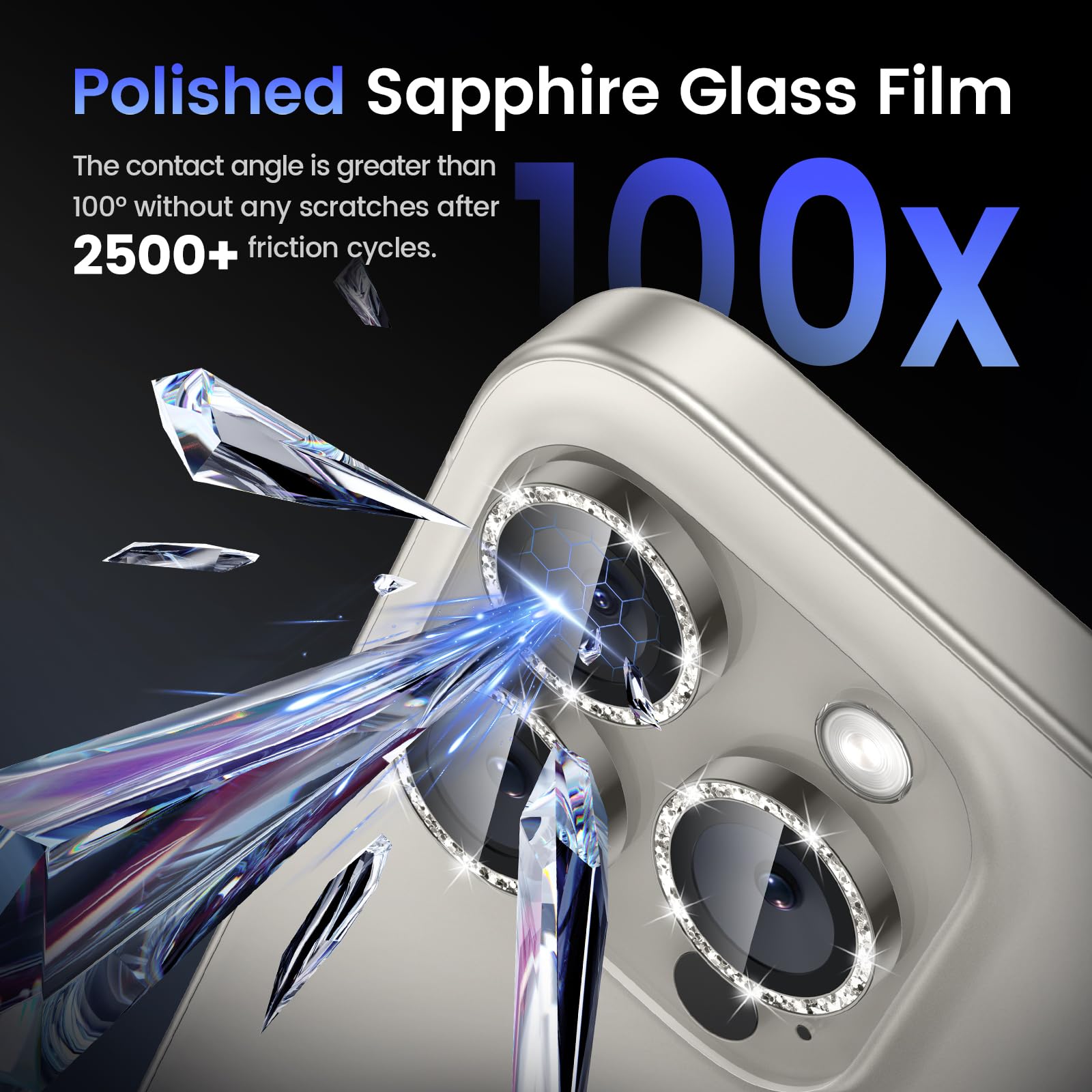 Tensea for iPhone 16 Pro Max/16 Pro/15 Pro Max/15 Pro/12 Pro Max Camera Lens Protector, Metal Aluminum Alloy Tempered Glass Cover Camera Screen Protector Accessories, Case Friendly