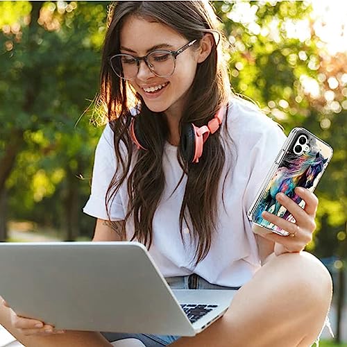 BWEGRHE for Samsung Galaxy A04 4G Clear Case with Art Horse Pattern Designed, Transparent Dual Layer Soft TPU Bumper + Hard PC Shockproof Protective Phone Case for Galaxy A04 4G