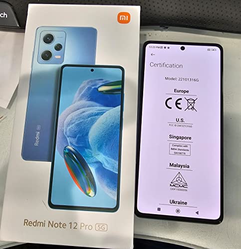 Xiaomi Redmi Note 12 Pro 5G + 4G (128GB + 8GB) GSM Unlocked 6.67" 50MP Triple Cam (Only Tmobile/Tello/Mint USA Market) + Extra (w/Fast Car Charger) (Midnight Black Global)