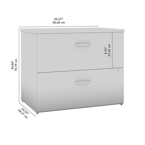 Bush Business Furniture Office in an Hour 2 Drawer Lateral File Cabinet | Locking Storage for Letter, Legal, and A4-size Documents, Pure White