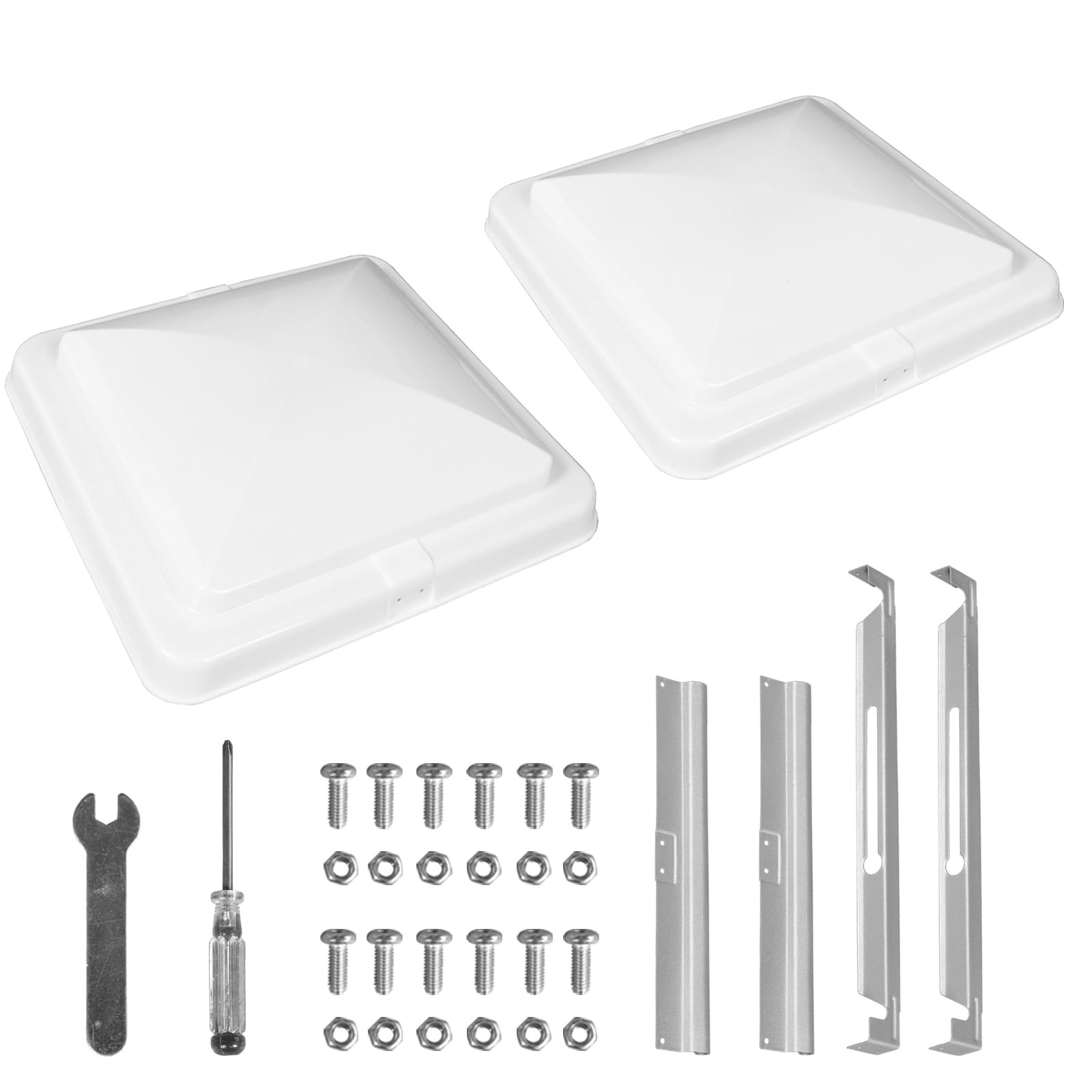 Jack Boss 2 Pack Set Roof Vent Cover, 14 Inch Replacement Vent Lid for Inside RV Trailer Camper Motorhome, White
