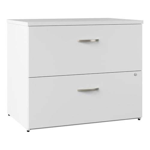 Bush Business Furniture Office in an Hour 2 Drawer Lateral File Cabinet | Locking Storage for Letter, Legal, and A4-size Documents, Pure White