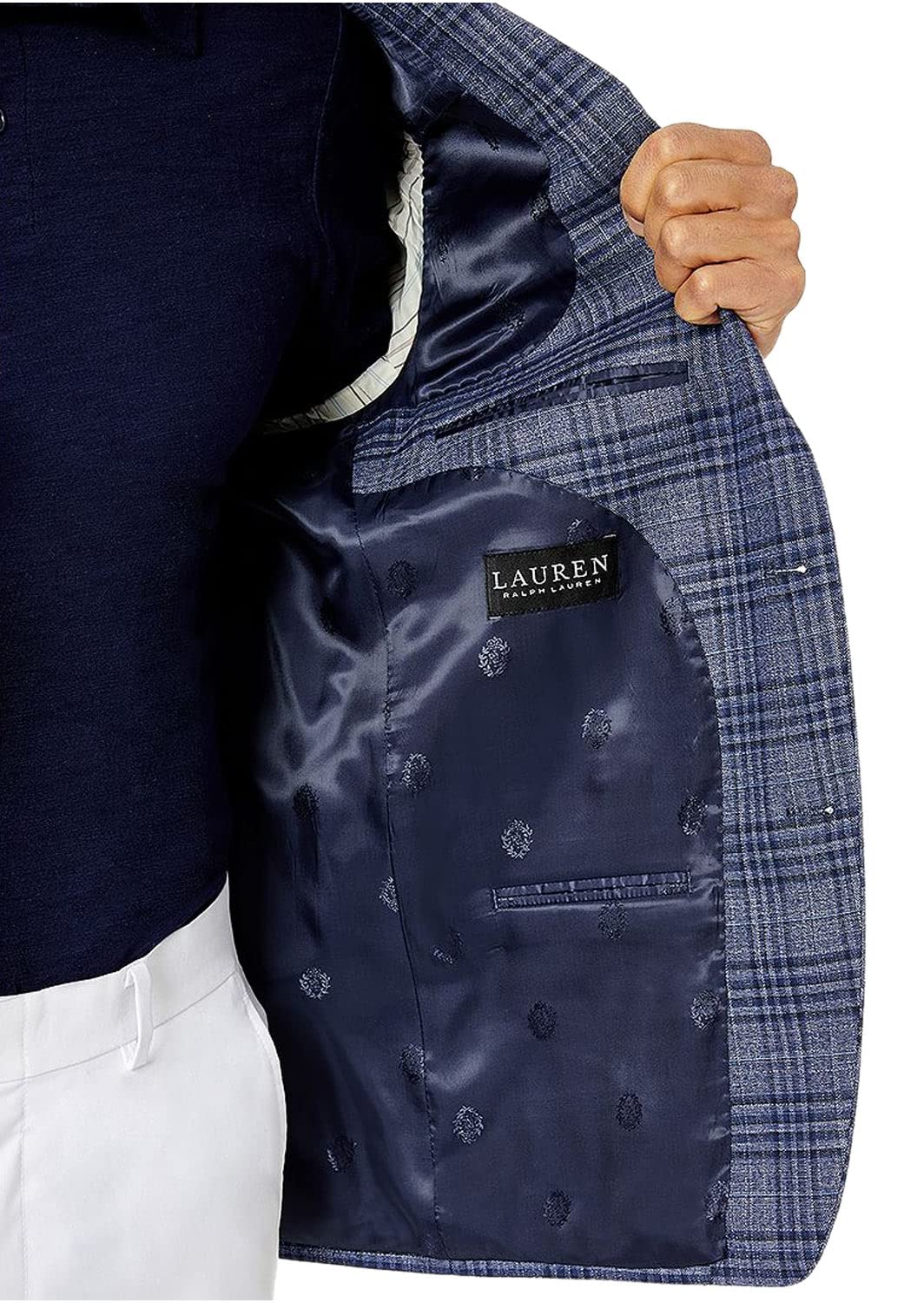 Lauren Ralph Lauren Mens Classic Fit UltraFlex Plaid Sport Coat 38 Regular Blue