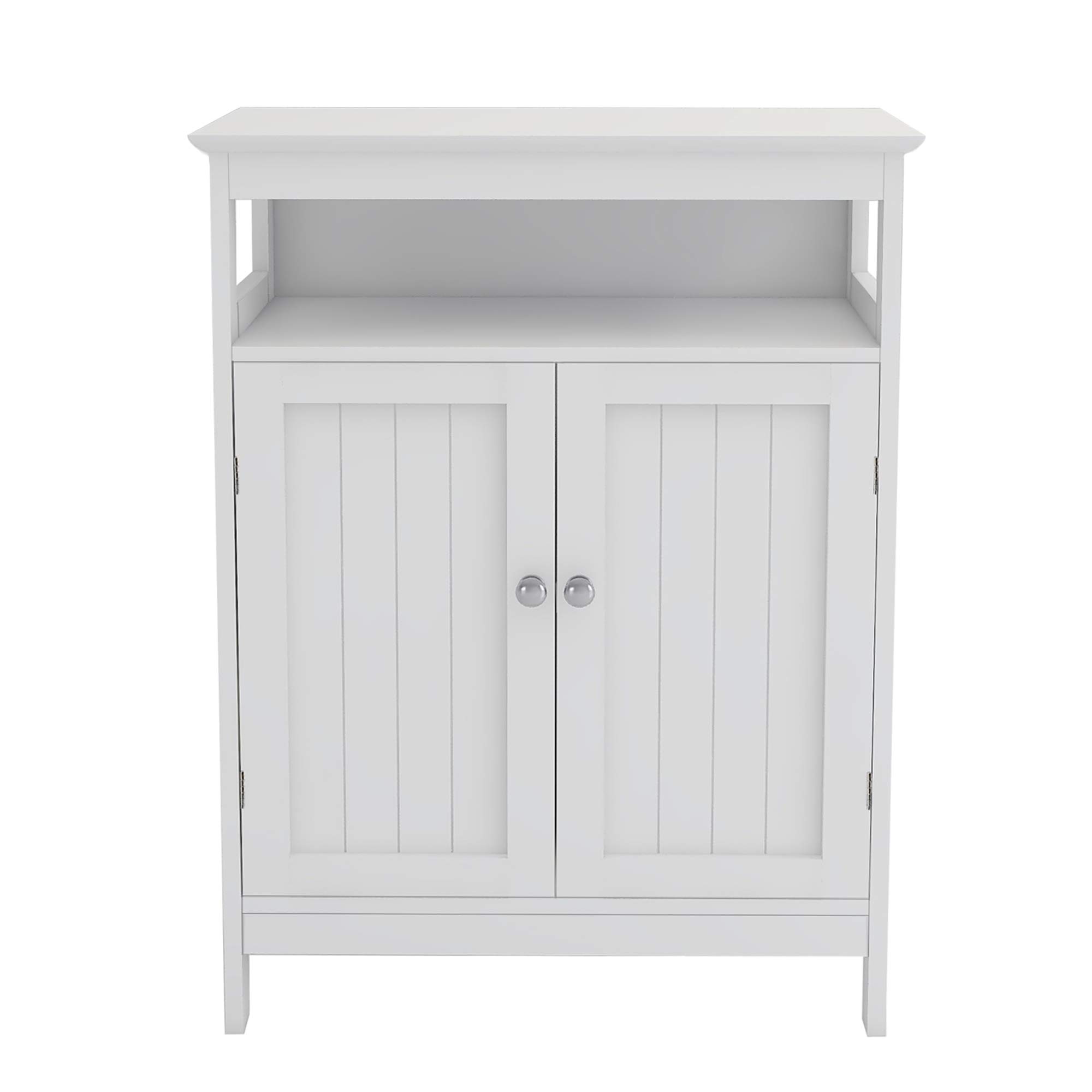 FRANSOUL Bathroom Floor Practical Storage Cabinet with a Double Shutter Door and Shelf for Kitchen, Entrance Area, Living Room, Include Ample Space,Easy to Assemble,White