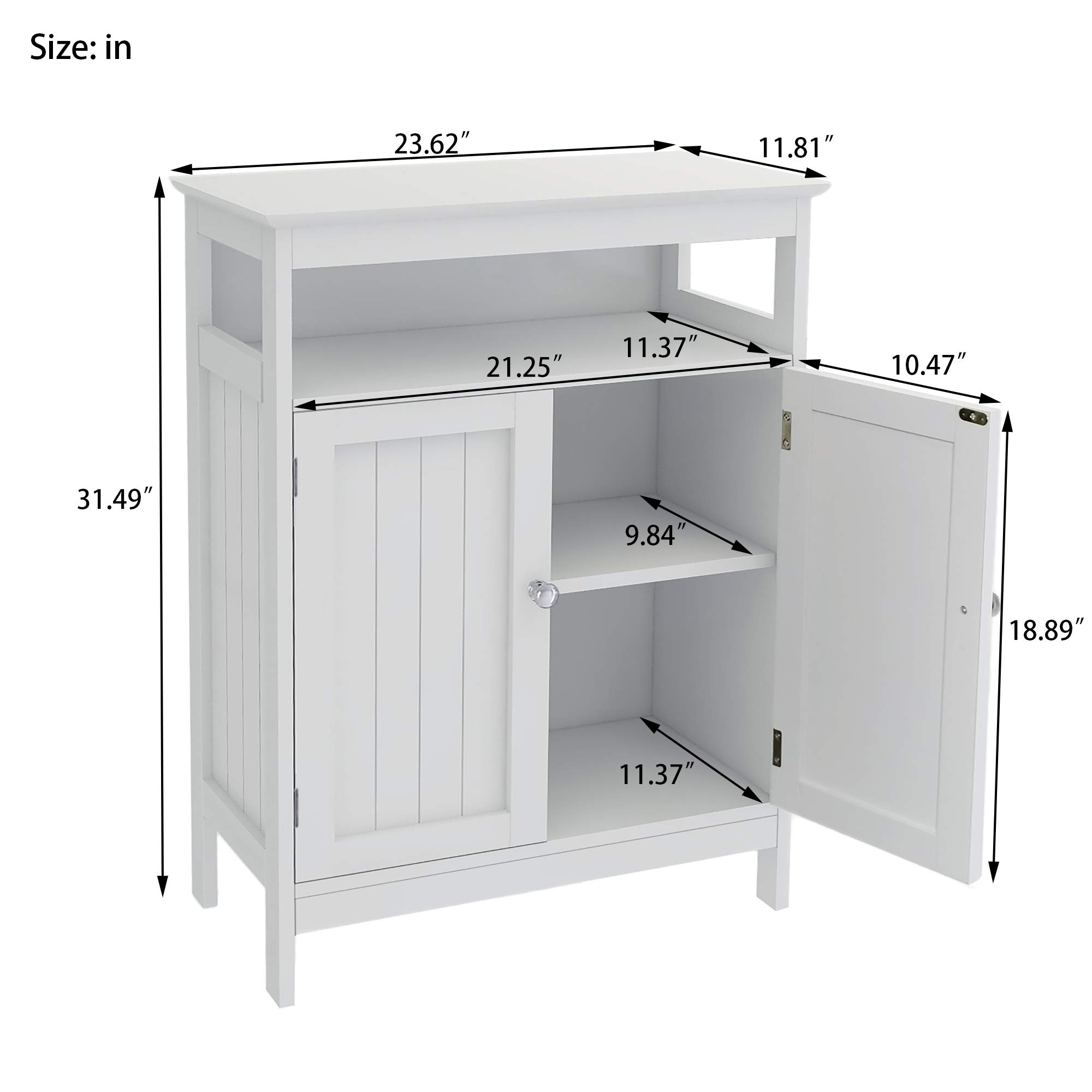 FRANSOUL Bathroom Floor Practical Storage Cabinet with a Double Shutter Door and Shelf for Kitchen, Entrance Area, Living Room, Include Ample Space,Easy to Assemble,White