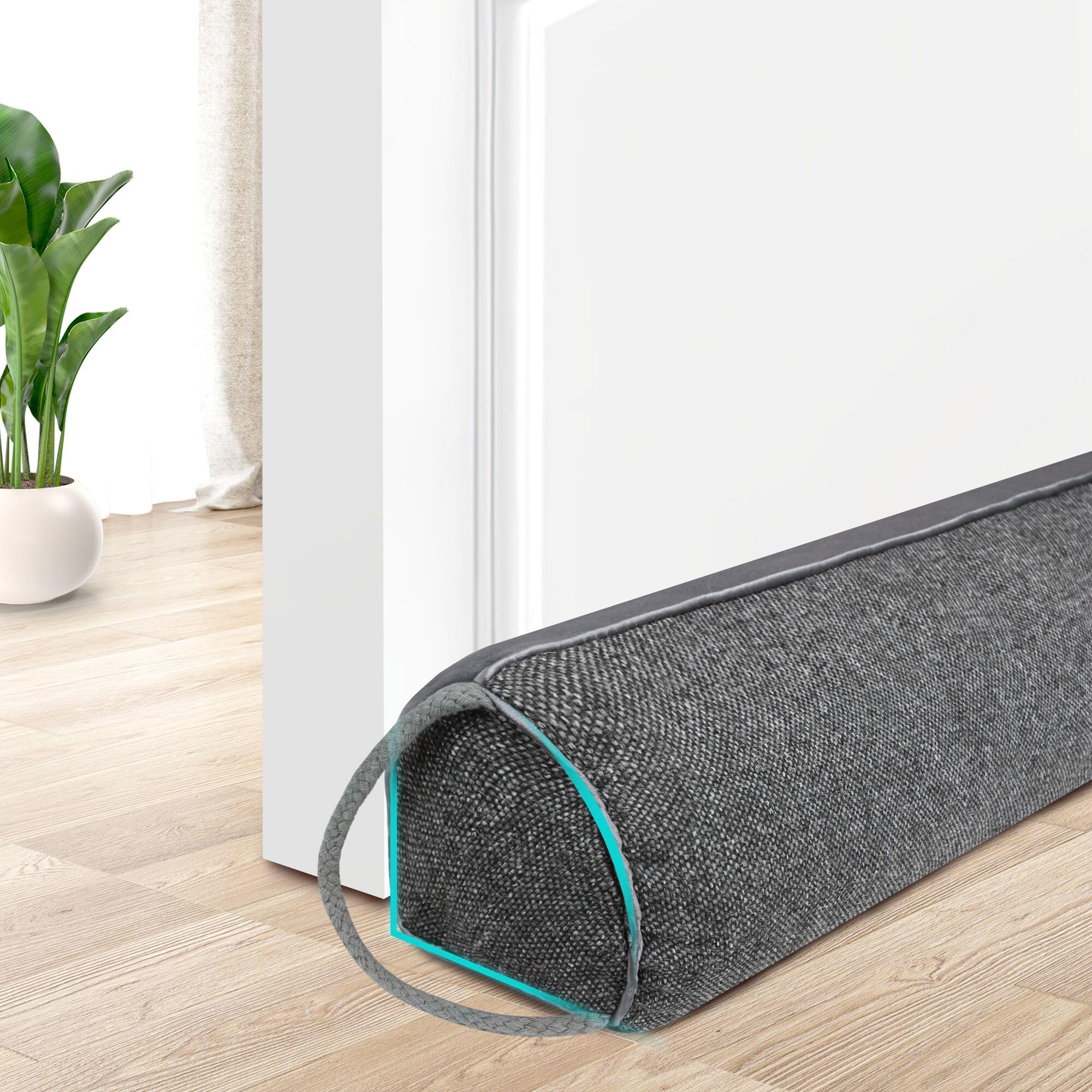 TORRAMI Under Door Draft Stoppers 32 Inch, Heavy Triangle Stop Draft Block Cold Air/Wind/Breeze Noise Blocker Door Sweeps Weather Stripping Bottom Seal Dark Gray