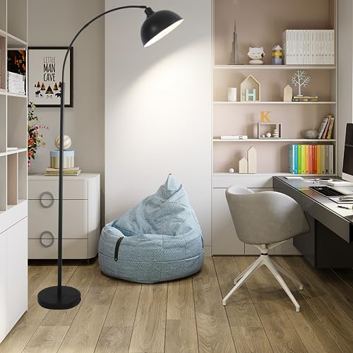 gernehop Arc Floor Lamps for Living Room,Modern Tall Standing Lamp,Black Floor Lamp with Adjustable Hanging Dome Shade,Over Couch Mid Century Arched Reading Lamp for Bedroom,Office