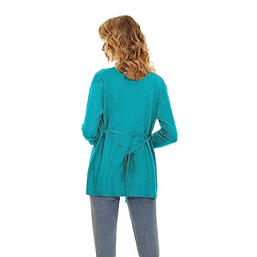 Satuun Women's Casual Open Front Lightweight Cardigan Long Sleeve Breathable Soft Drape Duster Indigo Blue