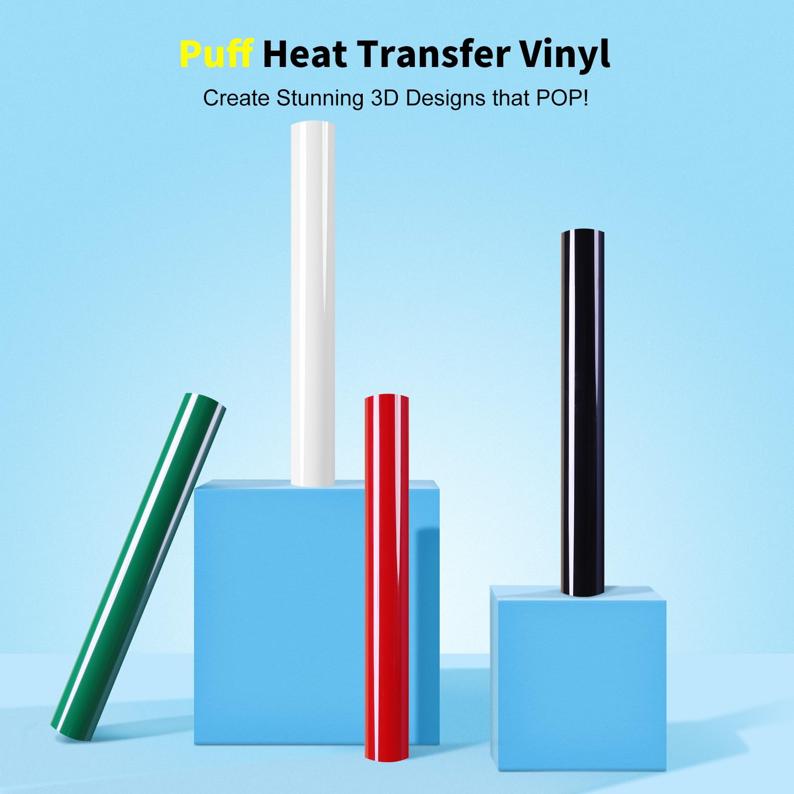 HTVRONT 3D Puff Vinyl Heat Transfer, 5Pcs 3D Puff Vinyl Sheets for T Shirts, Red Puff Heat Transfer Vinyl for Cricut & Cameo - Easy to Cut & Weed & Transfer (12 * 10in)