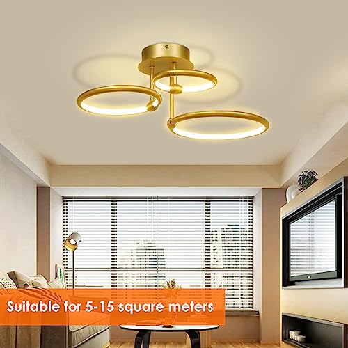 Cresmar 25W LED Ceiling Light with Remote Stepless Dimmable 3000-6000K,Modern Flush Mount Ceiling Lighting Fixture Memory Function 3 Rings Round Chandelier Ceiling Lamp for Bedroom, Living Room…