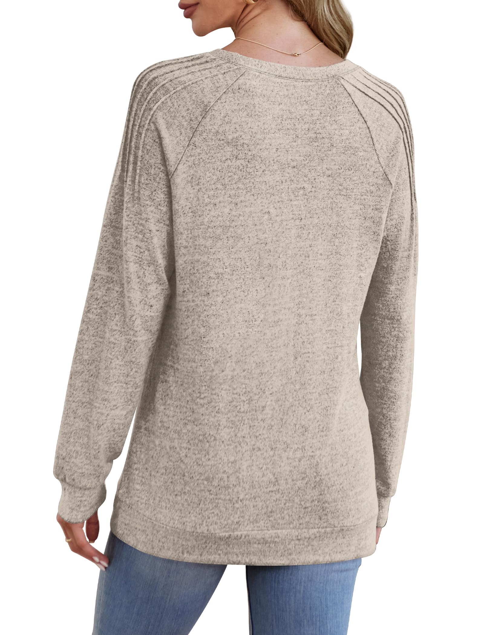 Saloogoe Fall Clothes for Women 2025 Long Tunic Sweatshirts Womens Fashion Coffee XL