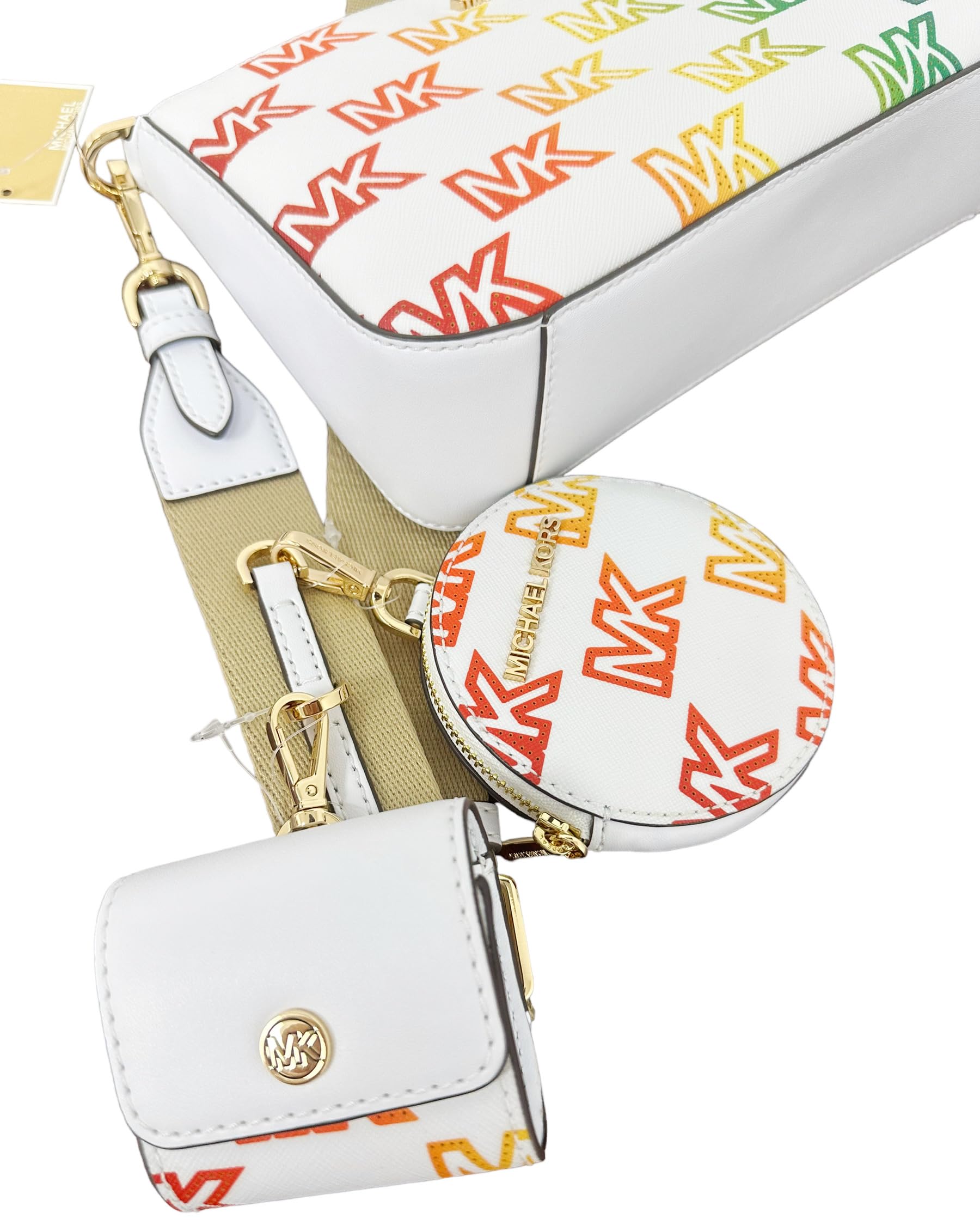 Michael Kors Jet Set Price Medium Crossbody W Tech Accessories Rainbow MK Logo