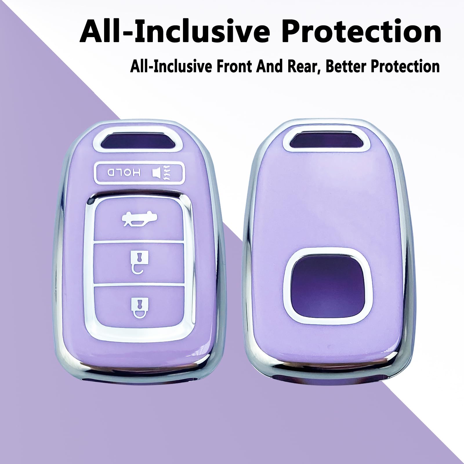 ShuDay Key Fob Cover Case Compatible with Honda Accord Civic Fit CR-V HR-V Crosstour Accessories (Purple)