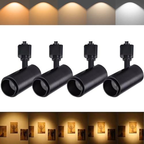 Ajbvp 5CCT LED Track Lighting Heads 12W Dimmable,Zoomable Beam15Β°/24Β°/36Β°/45Β°/60Β°,2700K/3000K/3500K/4000K/5000K,Single Circuit H Track Lighting Heads Ceiling Fixtures Art Lighting,Black-4Pack