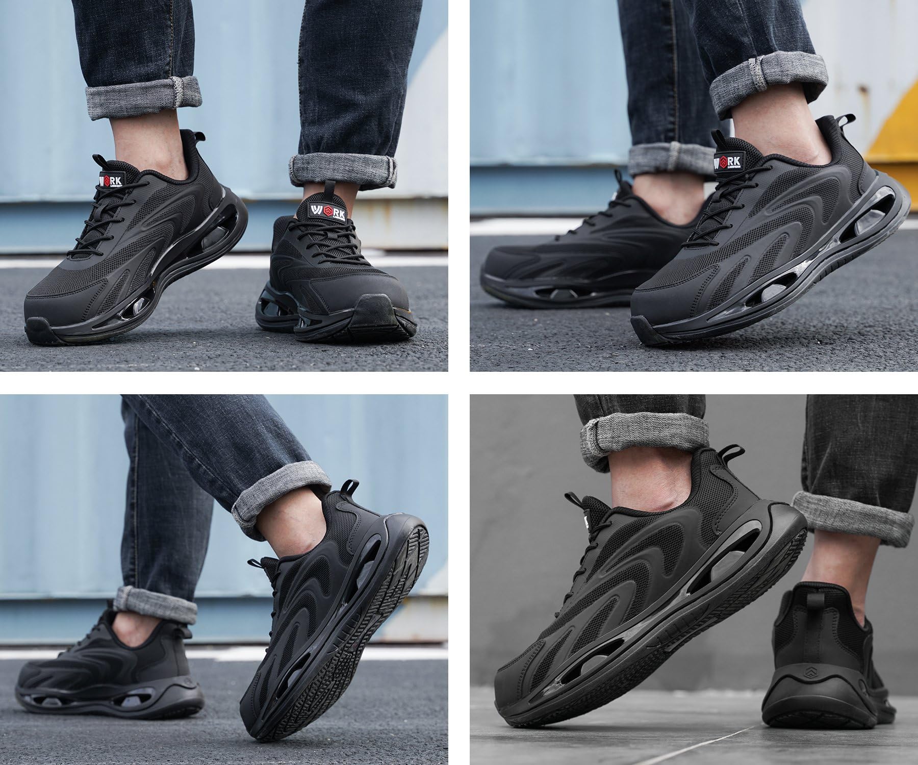 LARNMERN Steel Toe Shoes Men Breathable Work Sneakers Safety Lightweight Comfortable Tennis Shoe Indestructible Sneaker(9.5 Men, Black)