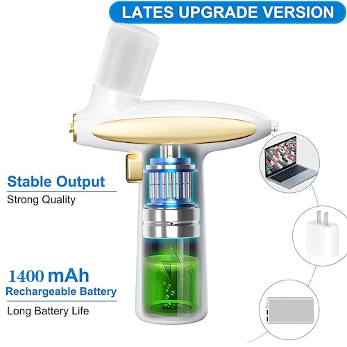 AirBrush Kit With Air Compressor 32PSI Airbrush kit Rechargeable Auto Handheld Cordless Airbrush Set Wireless, Barber Air Brush kit, Nail Art, Cake Decor, Makeup, Model Painting, (white gold)