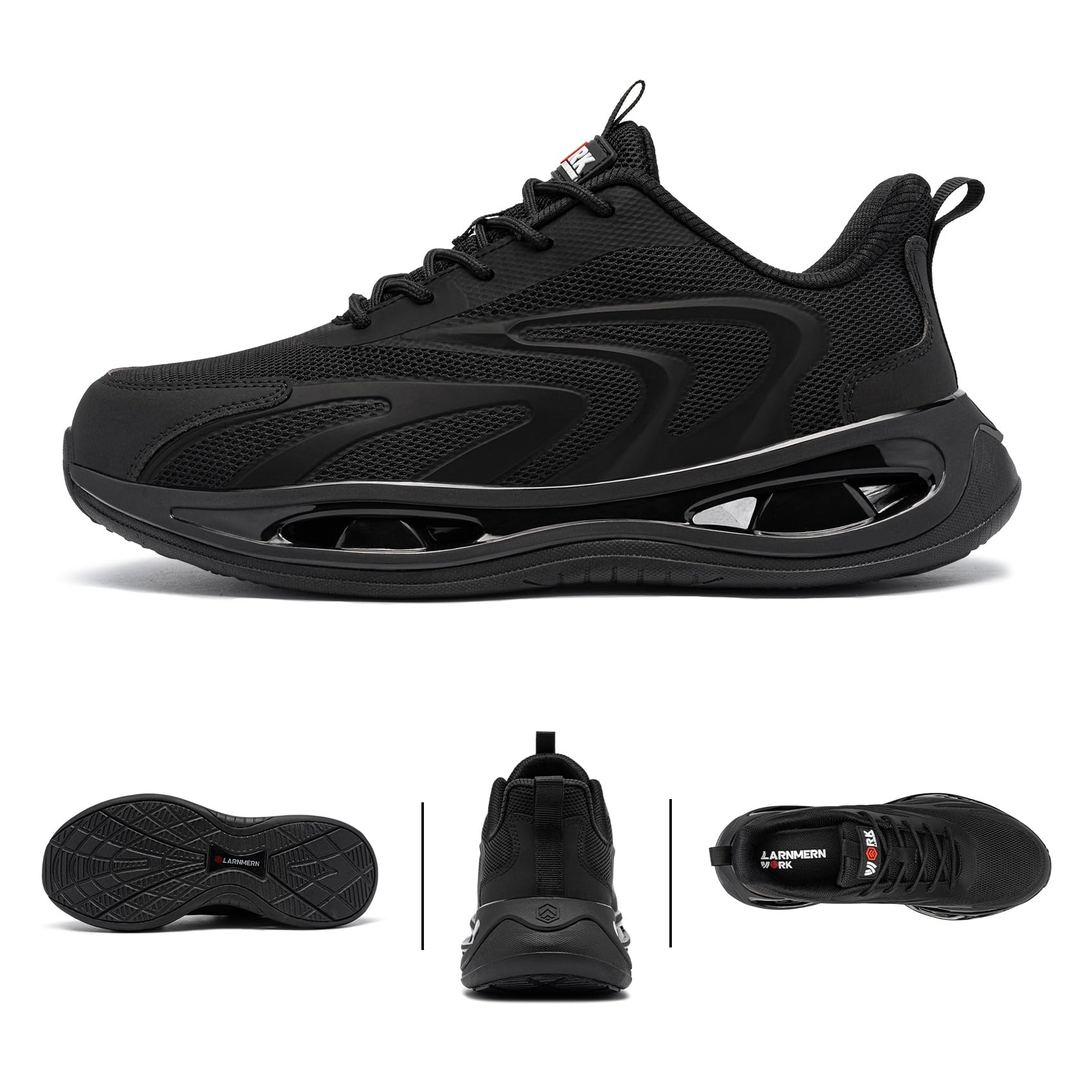 LARNMERN Steel Toe Shoes Men Breathable Work Sneakers Safety Lightweight Comfortable Tennis Shoe Indestructible Sneaker(10 Men, Black)