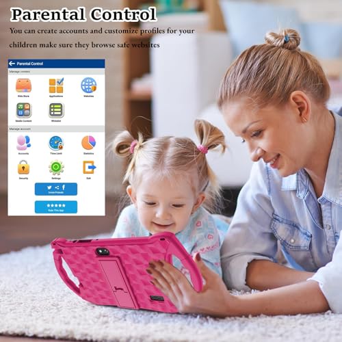RliyOliy Kids Tablet, 7 inch Android 12 Tablet for Kids, 3GB RAM 32GB ROM Toddler Tablet with Bluetooth, WiFi, GMS, Parental Control, Dual Camera, Educational, Games(Pink)