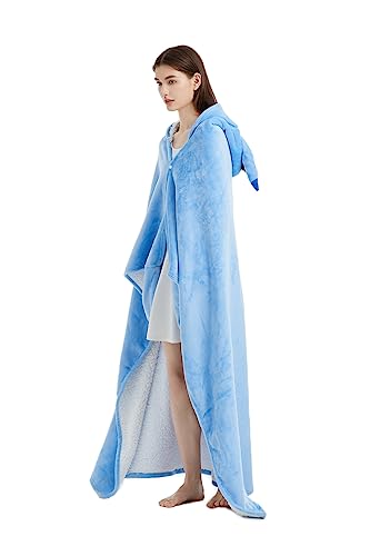 OGU' DEAL Stitch Wearable Throw Blanket Flannel Oversized Sharp Anime Cosplay Hooded Cloak Shawl Wrap Nap Quilt
