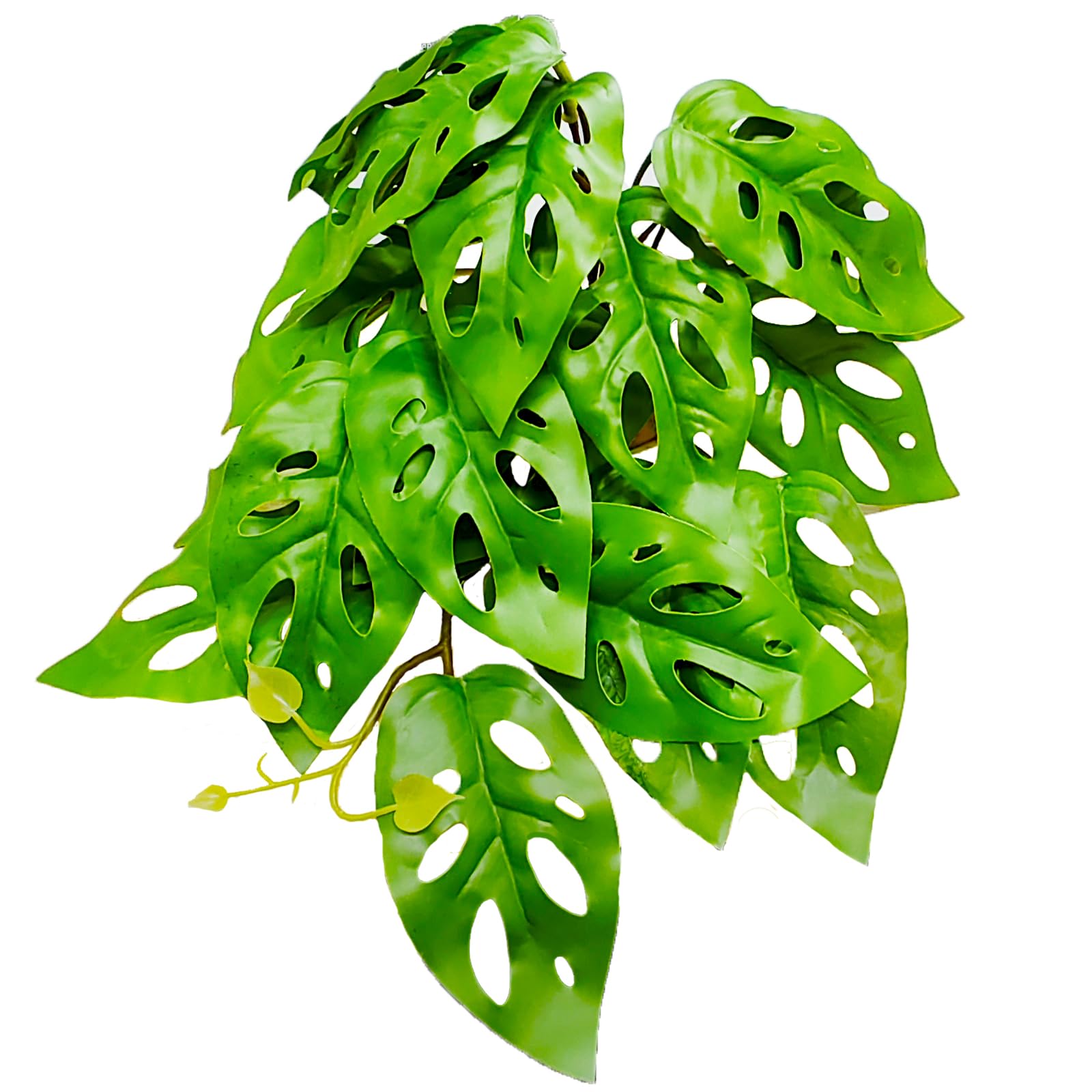 Woyrise Reptile Artificial Plants with Base, Terrarium Decor Amphibian Habitat Plant, Bearded Dragon Tank Accessories fit Gecko Lizard Chameleon Snake Frog - Monstera Adansonni