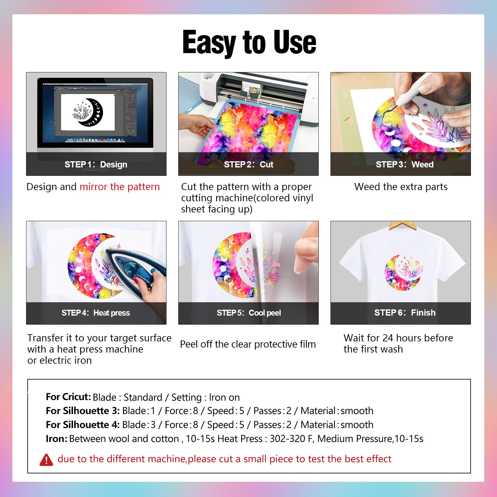 Souarts Watercolor Pattern HTV Heat Transfer Vinyl Bundle 12 Sheets Camo Ink Pattern Iron on Vinyl PU Tie Dye Print HTV for T-Shirts Clothes Bags Hats