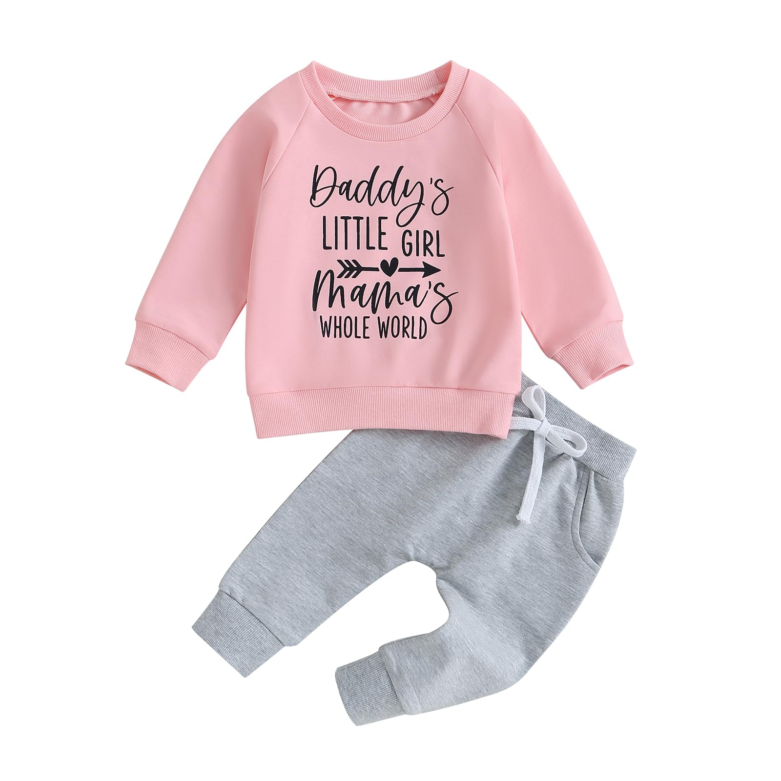 Hnyenmcko Toddler Baby Girl Clothes Long Sleeve Crewneck Letter Print Sweatshirt Top Casual Pants Sets 2Pcs Fall Winter Outfits (B-Pink, 18-24 Months)